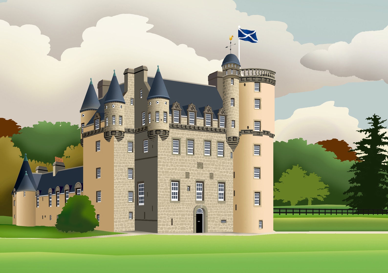Castle Fraser, Aberdeenshire Travel Poster A4 Art Print - Etsy