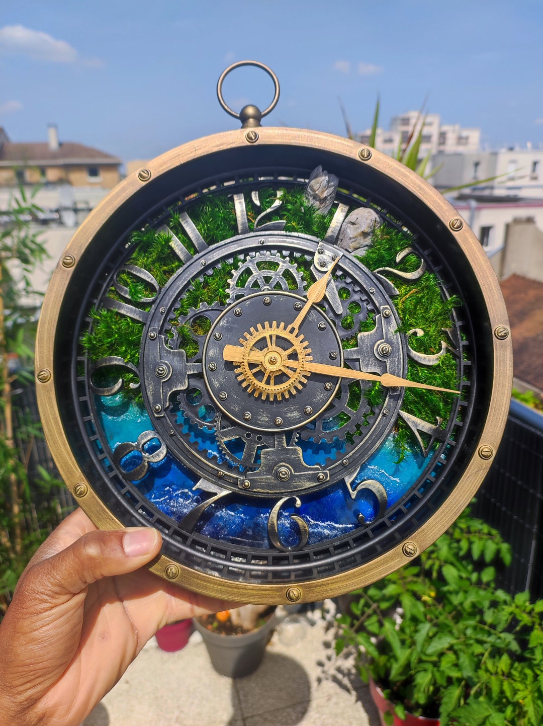 27cm Wall Clock Stabilized Moss and Resin Paradise Beach Landscape - Etsy
