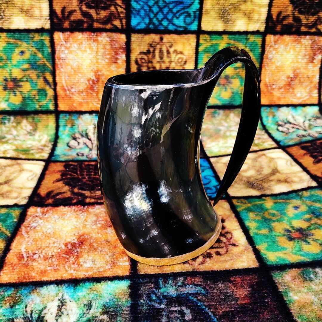 Handcrafted Horn Mugs, Viking Drinking Horn Mugs for Adult, Beer Stein ...