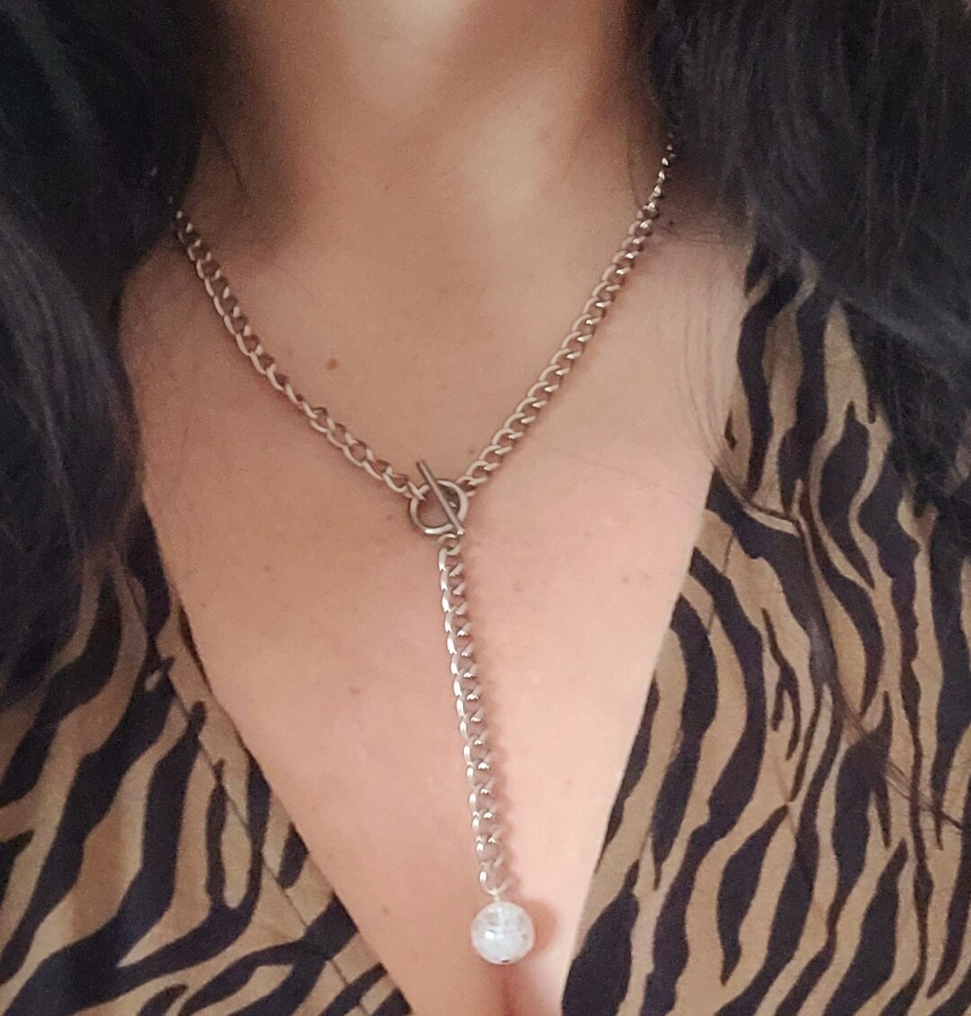 ROCK CRYSTAL Rock Crystal on a Stainless Steel Chain Rock - Etsy