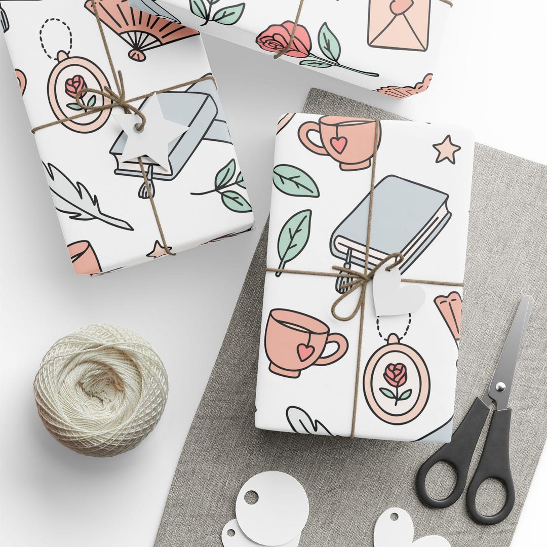 Book Wrapping Paper Vintage Wrapping Paper Romantasy Wrapping Paper ...