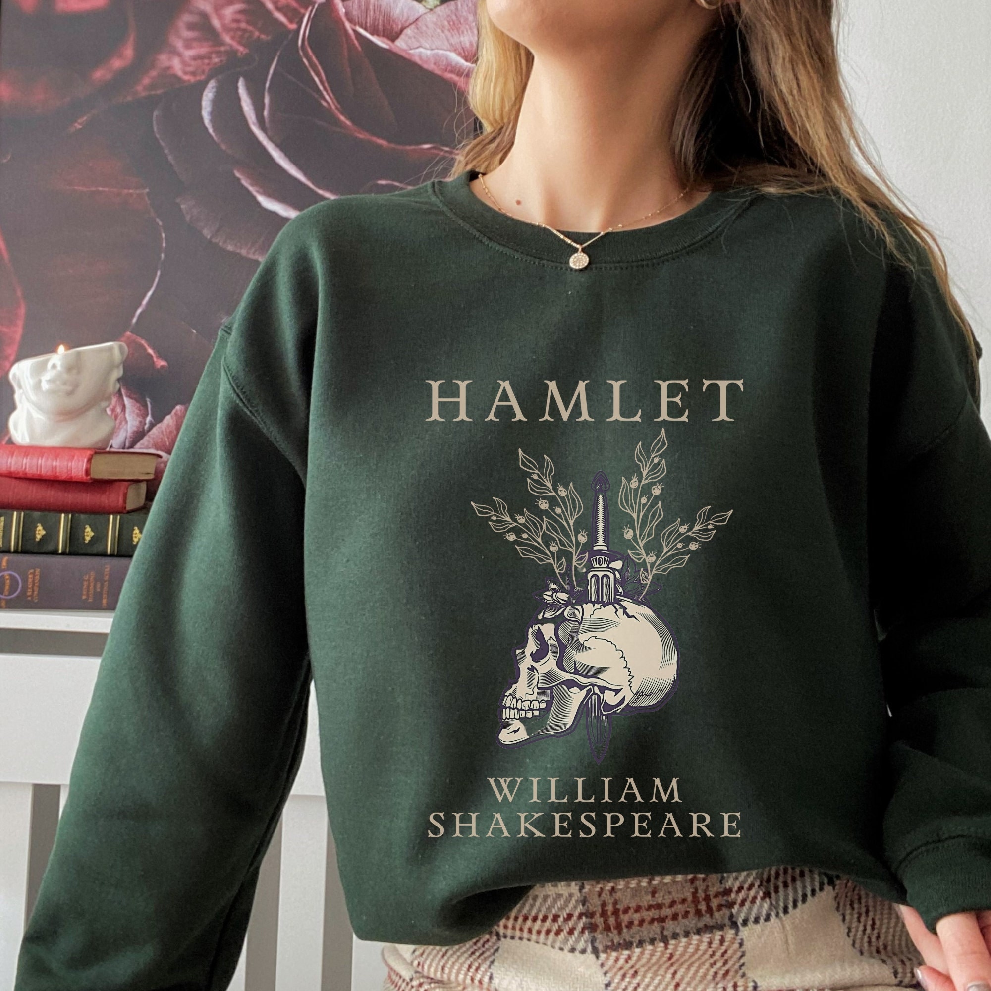 Shakespeare Sweatshirt Hamlet Shirt Bookish Sweatshirt Skull Hoodie ...