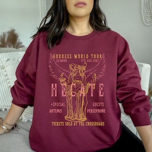 Goddess Hecate Distressed Band Tee Hecate Sweater Greek Mythology Greek Apparel Triple Goddess ...