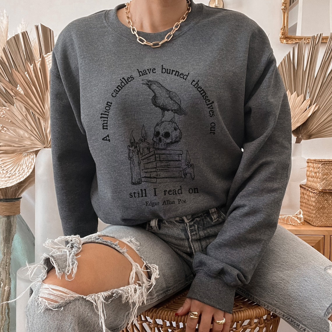 Edgar Allan Poe Raven Sweater Bookish Sweatshirt Goth Sweatshirt Poe T ...