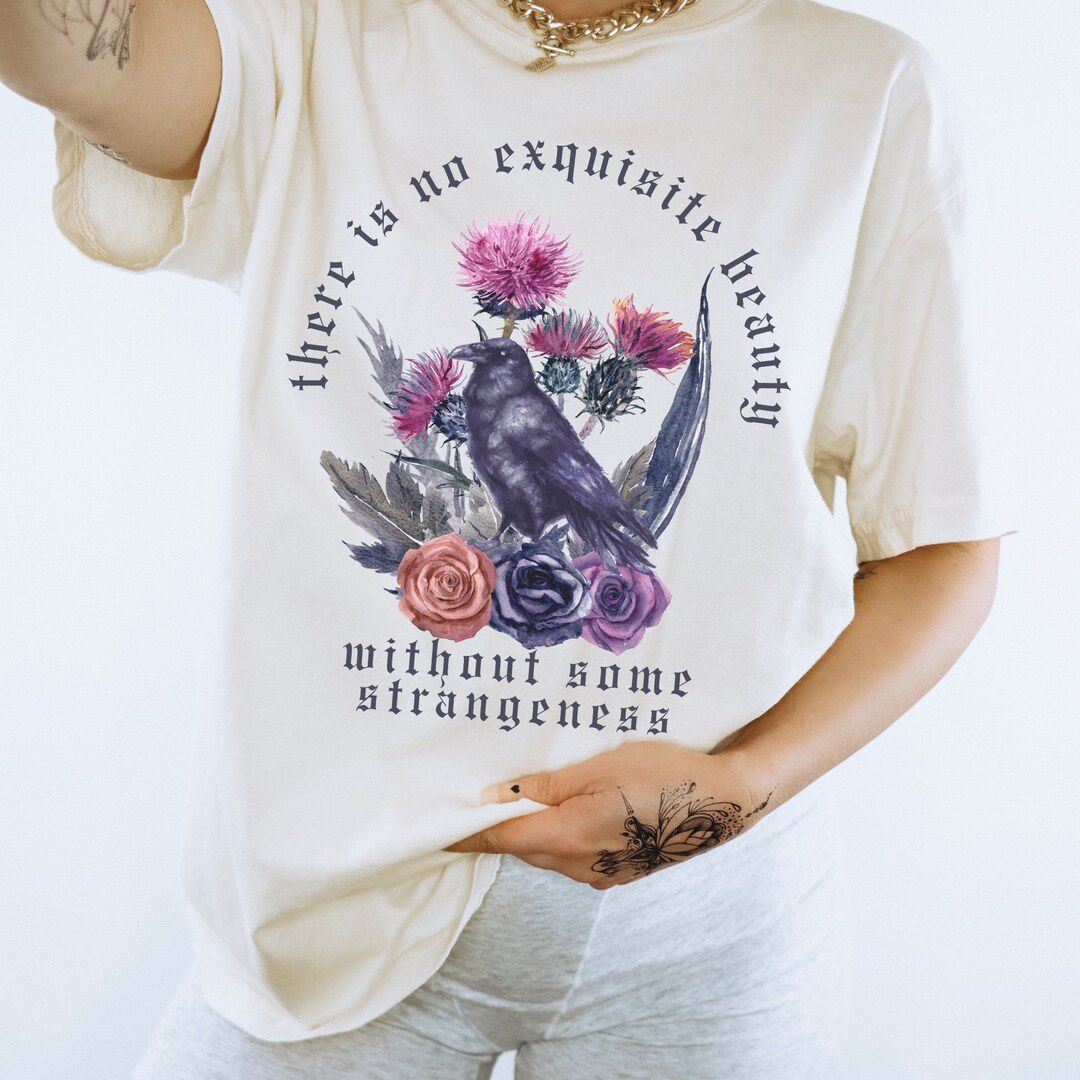 Edgar Allan Poe Poet Shirt Dark Botanical Dark Cottagecore Cottage Core ...