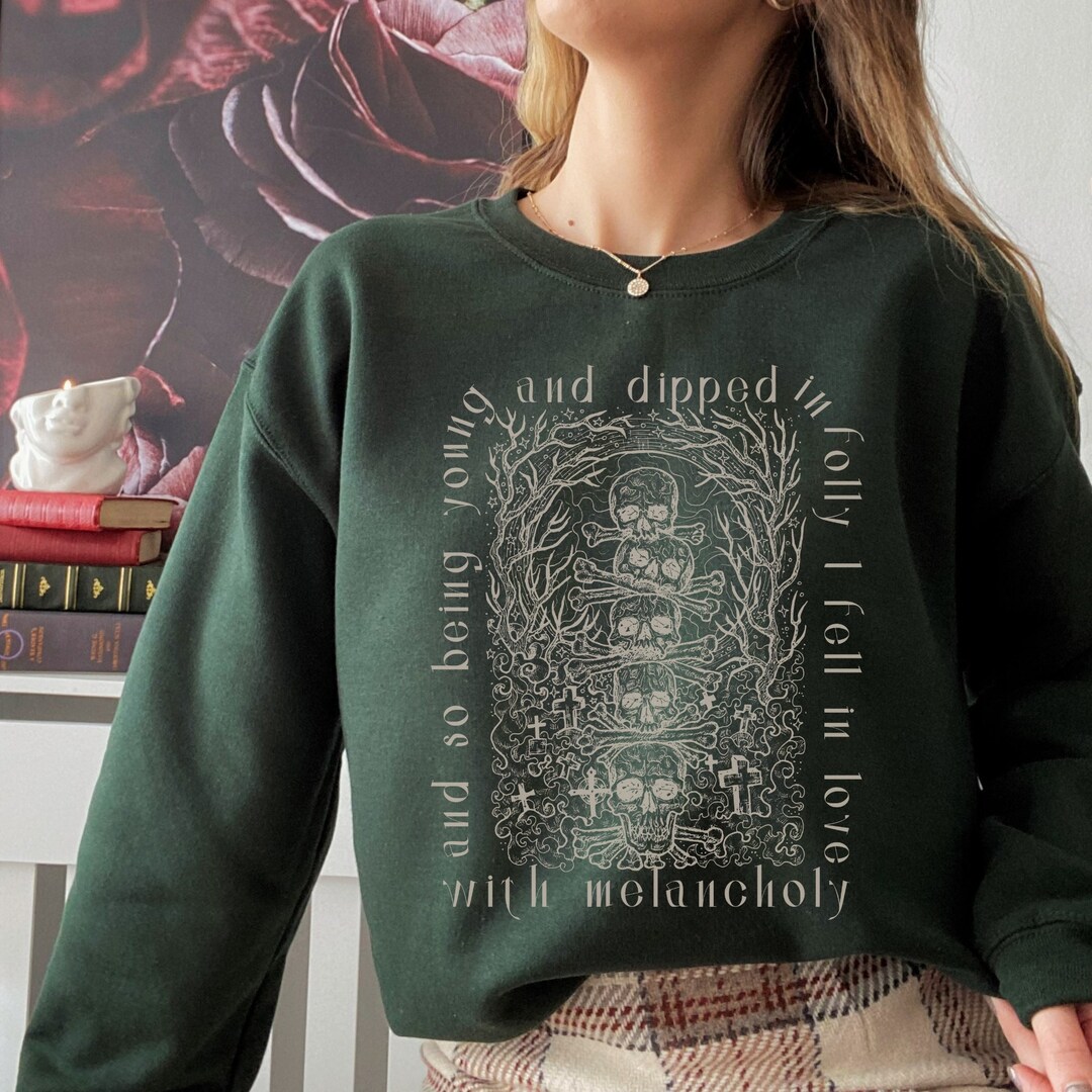 Edgar Allan Poe Dark Academia Sweater Skeleton Crewneck Skull ...