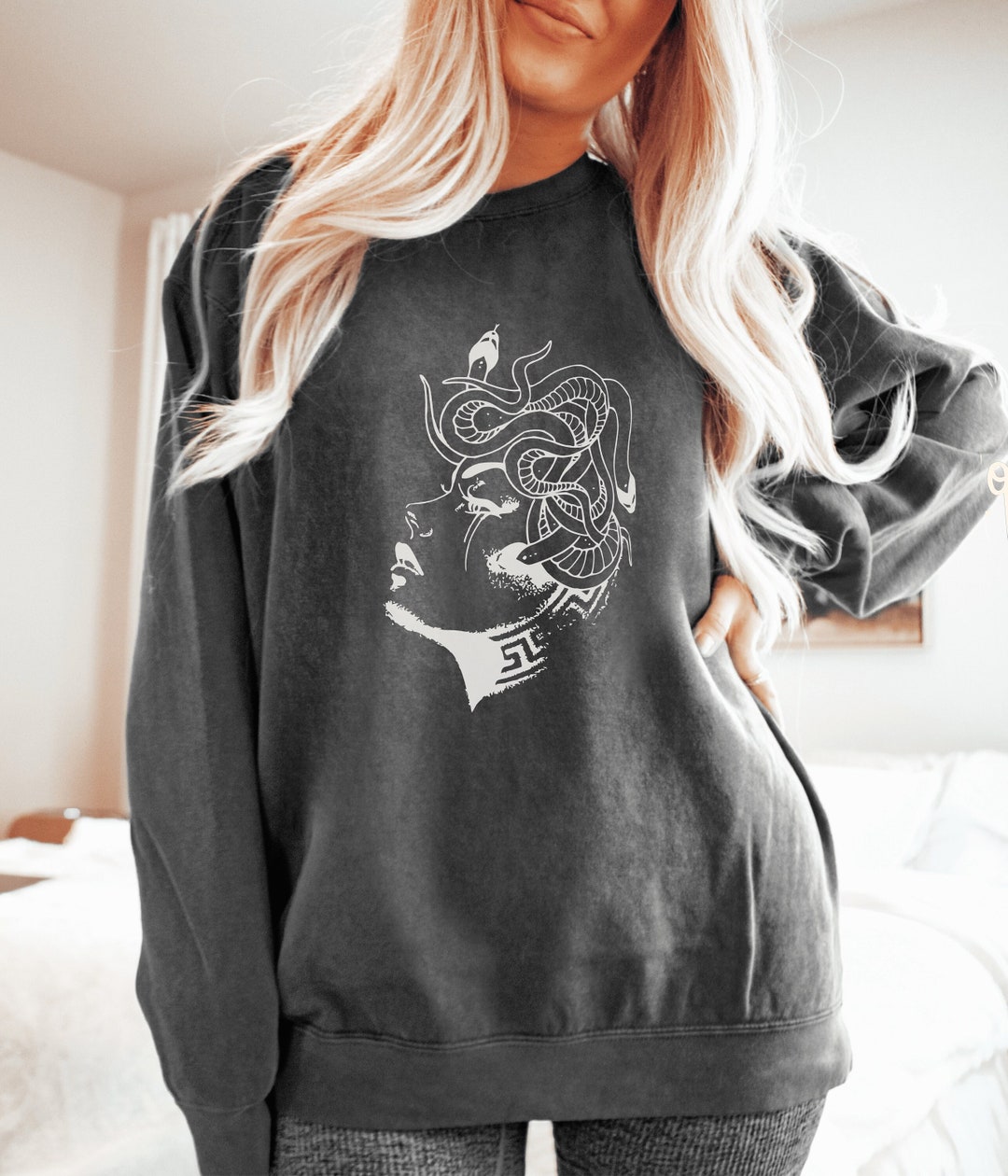 Medusa Sweatshirt Greek Goddess Greek Apparel Snake Sweater Medusa ...