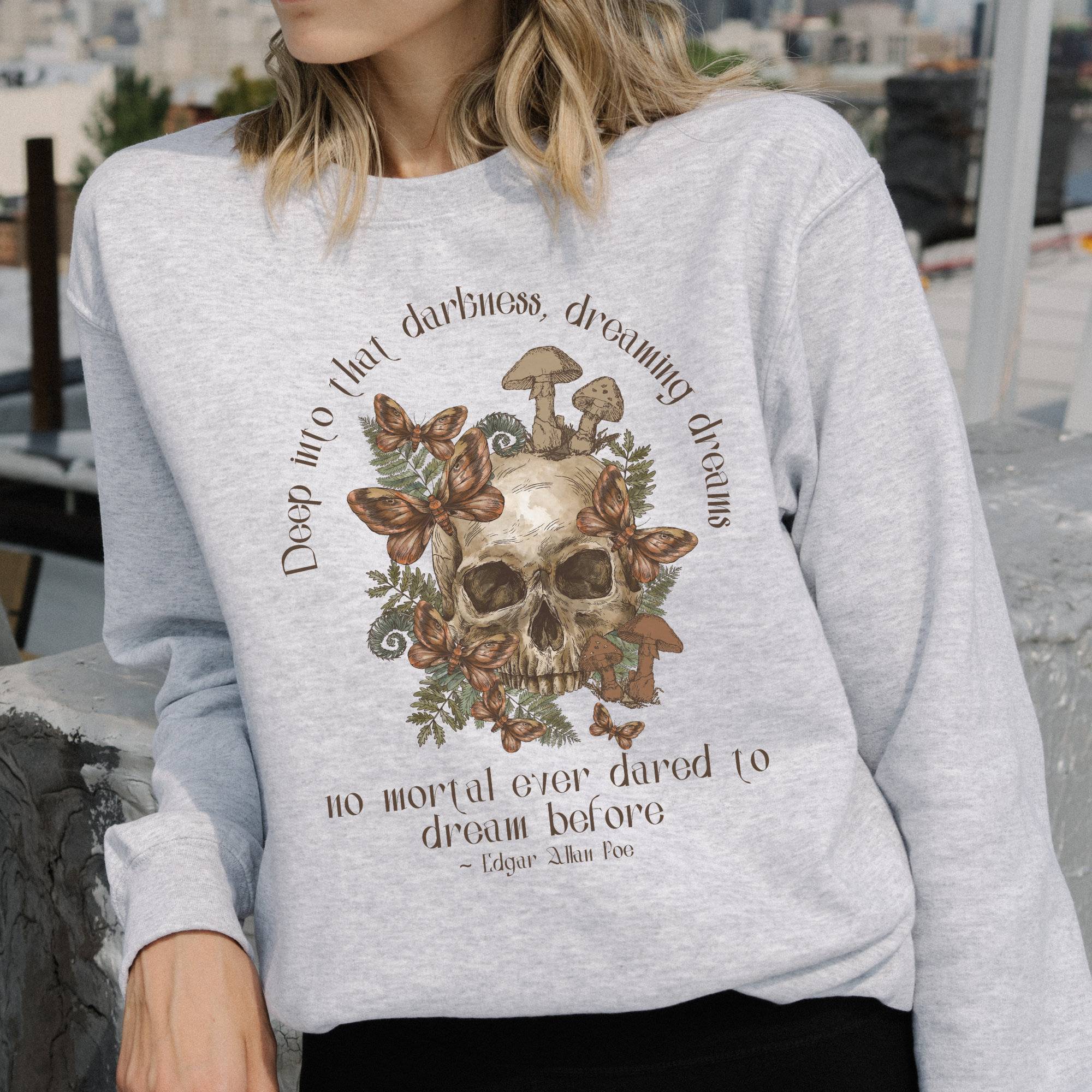 Edgar Allan Poe Goblincore Sweater Dark Cottagecore Mushroom - Etsy