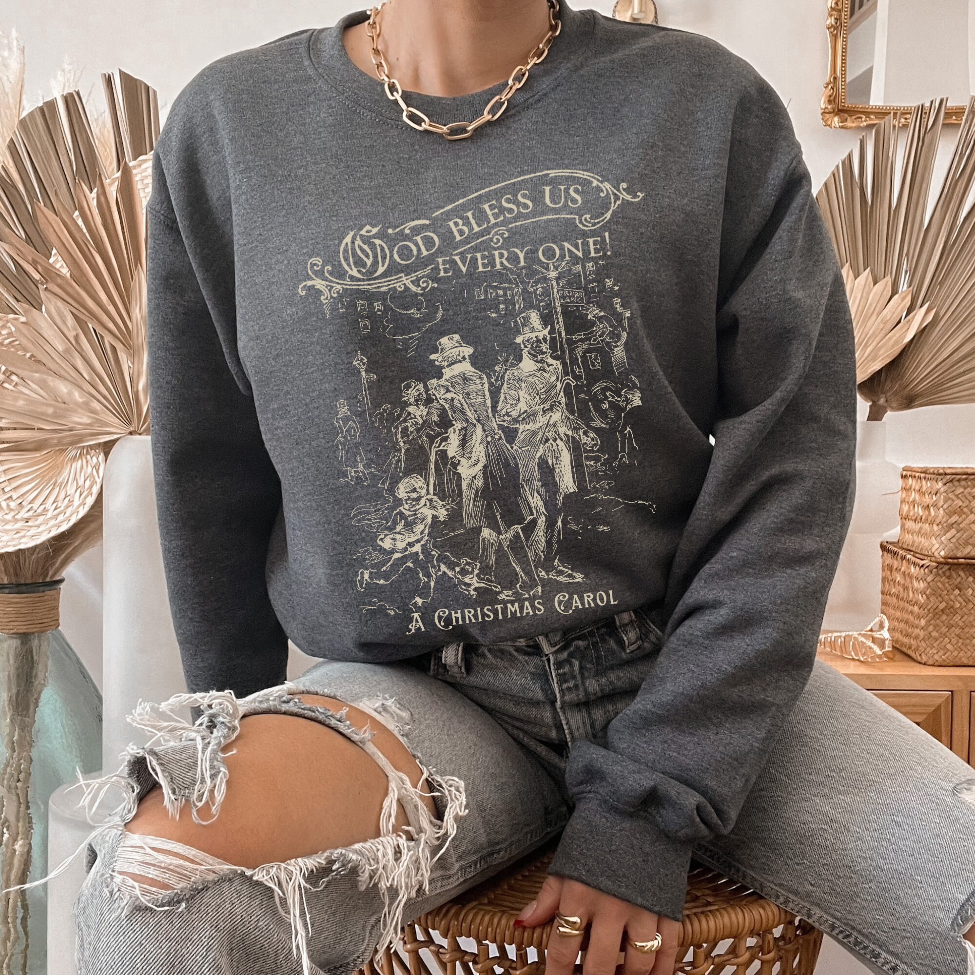 Charles Dickens Vintage Christmas Crewneck A Christmas Carol Scrooge ...
