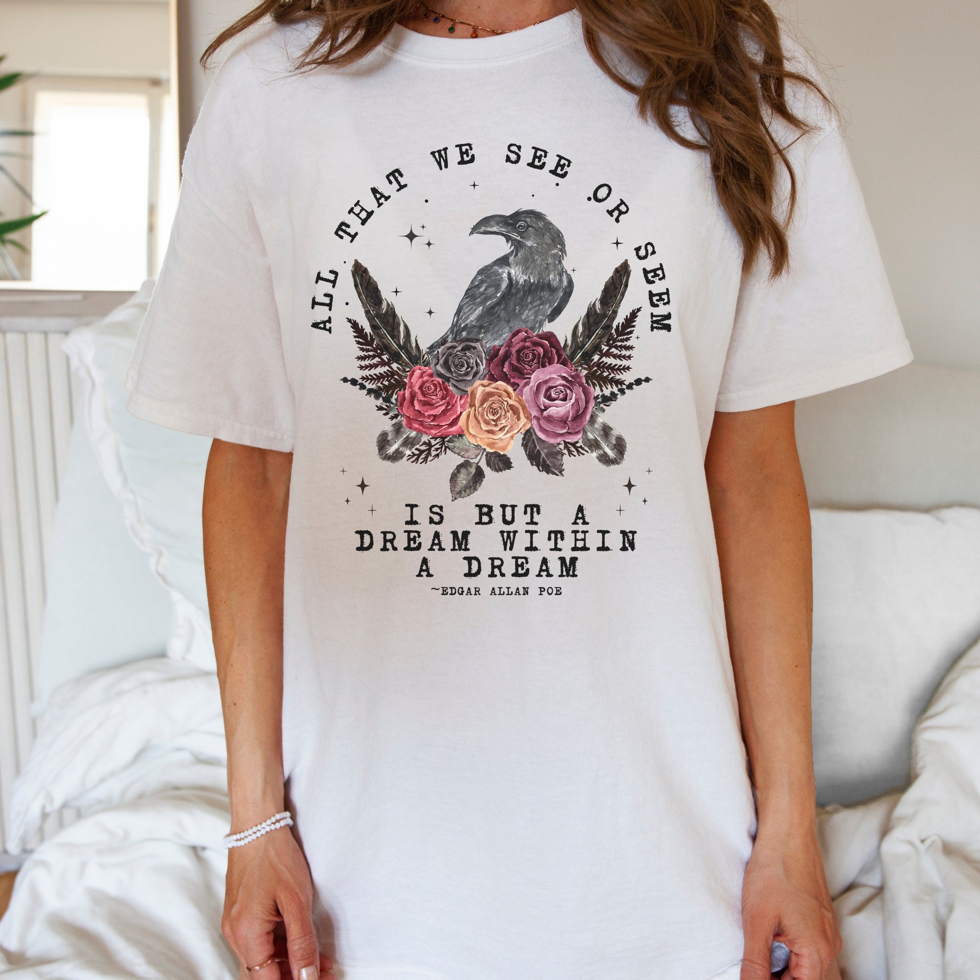 Edgar Allan Poe Dark Botanical Cottage Core Shirt Dark Cottagecore ...