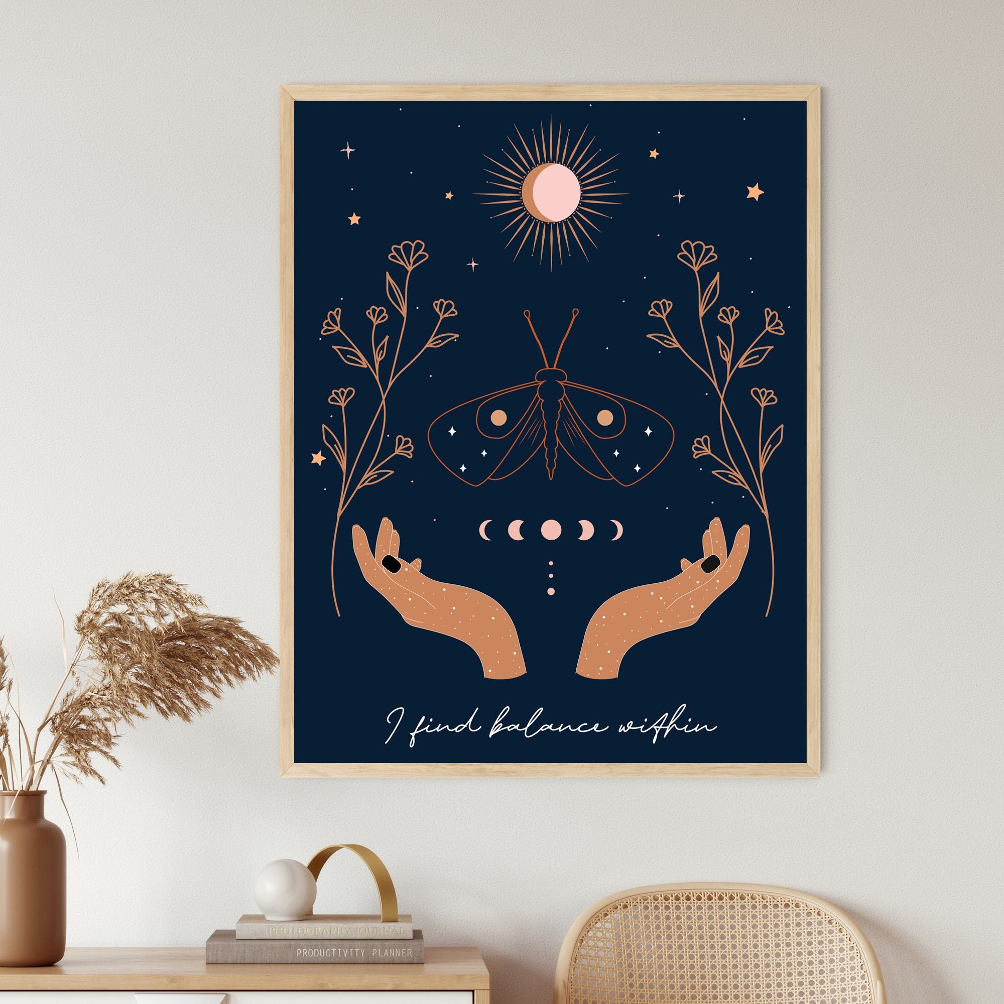 Boho Hands Print Printable Wall Art Universe Art - Etsy