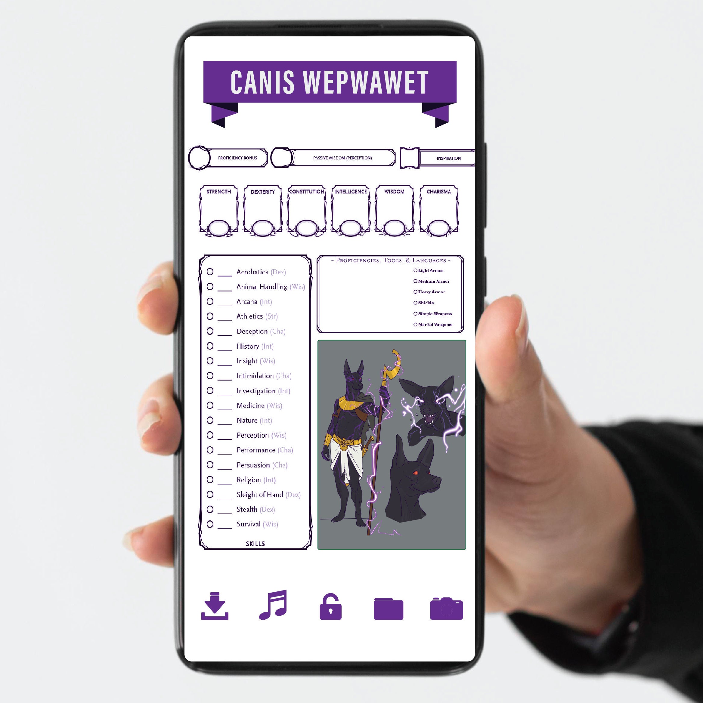 Digital Full Character Sheet for Dungeons & Dragons, Pathfinder, or ...