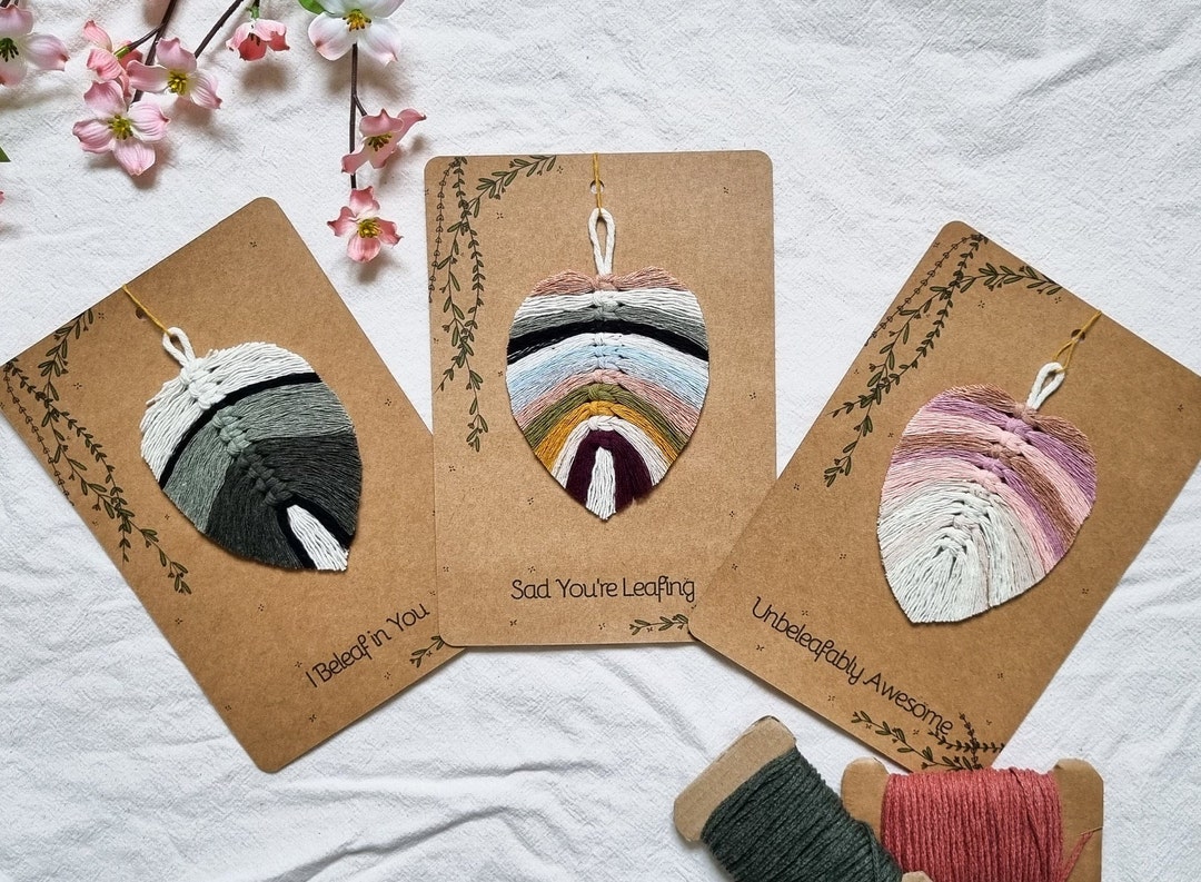 Leaf Gift Card // Small Leaving Gift Macrame Leaf I Believe - Etsy