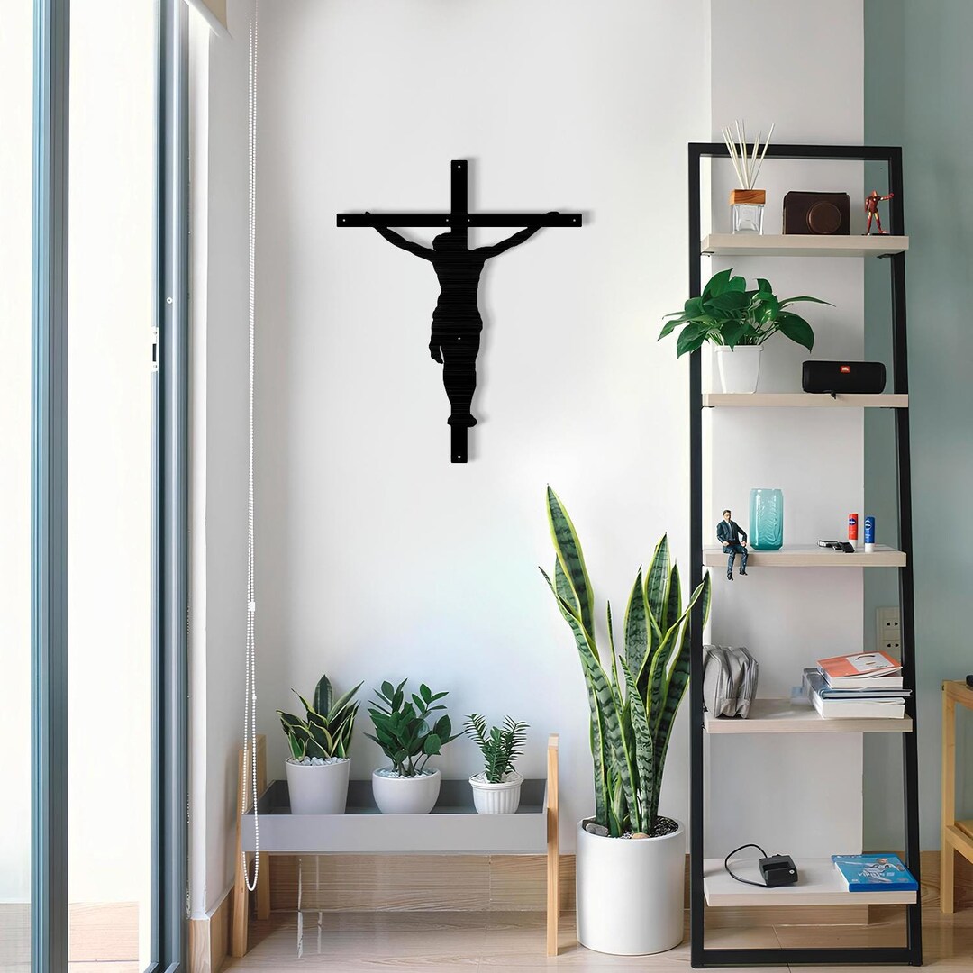 Jesus Metal Wall Art, Christian Wall Decor, Jesus on the Cross, Metal ...
