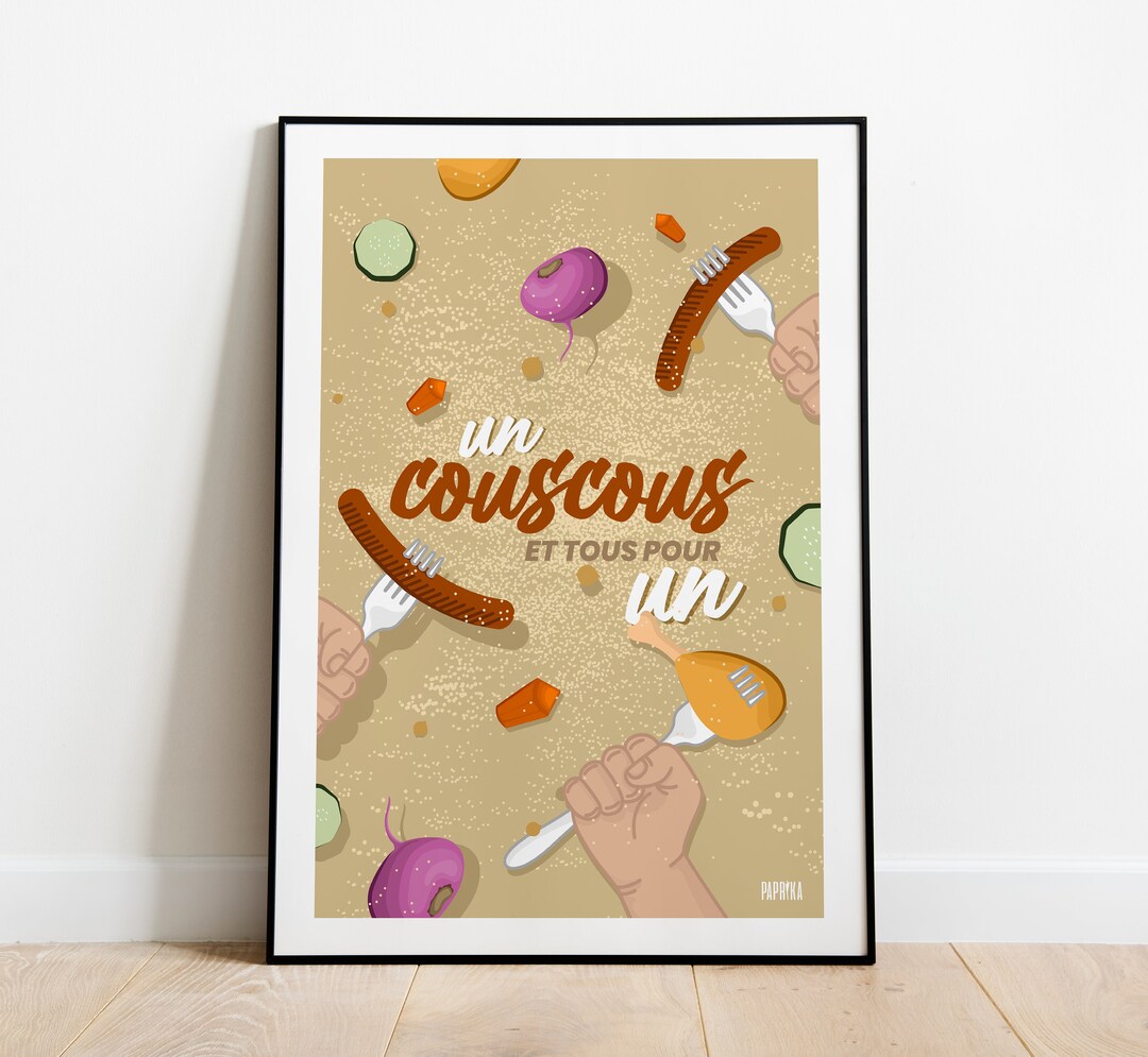 Poster Illustration a Couscous and All for One Proverb - Etsy