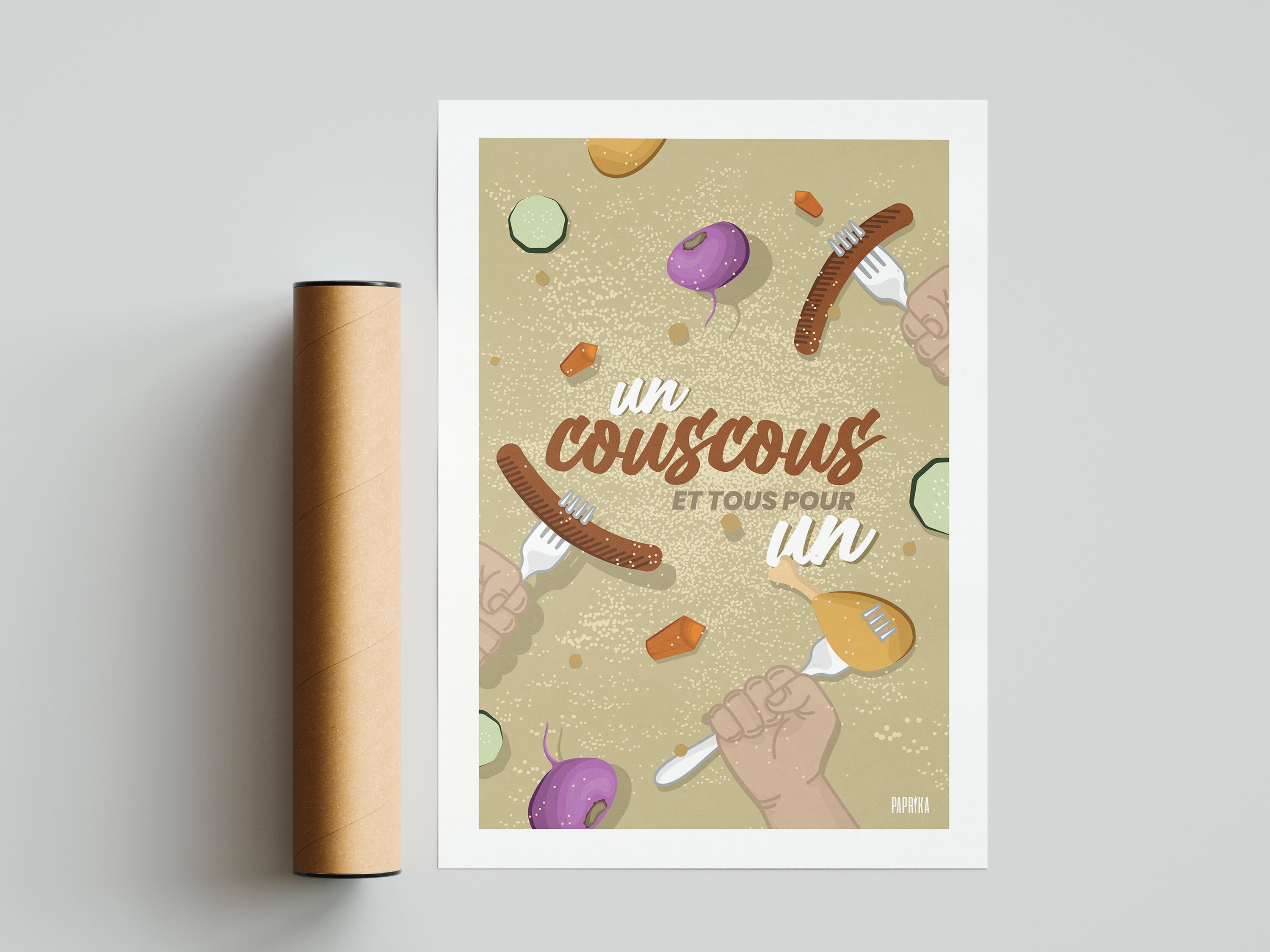Poster Illustration a Couscous and All for One Proverb - Etsy