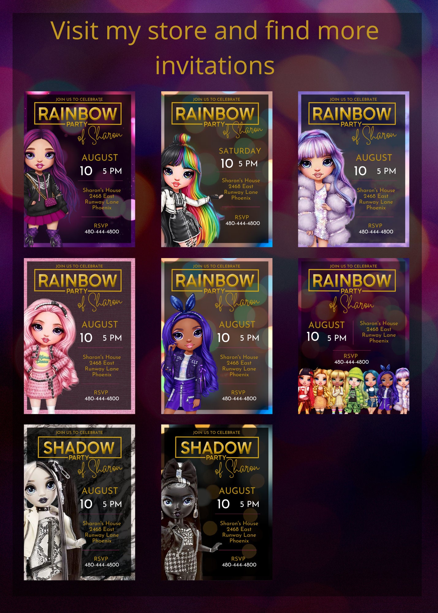 Rainbow High Invitation Canva Template Editable Shadow High - Etsy México