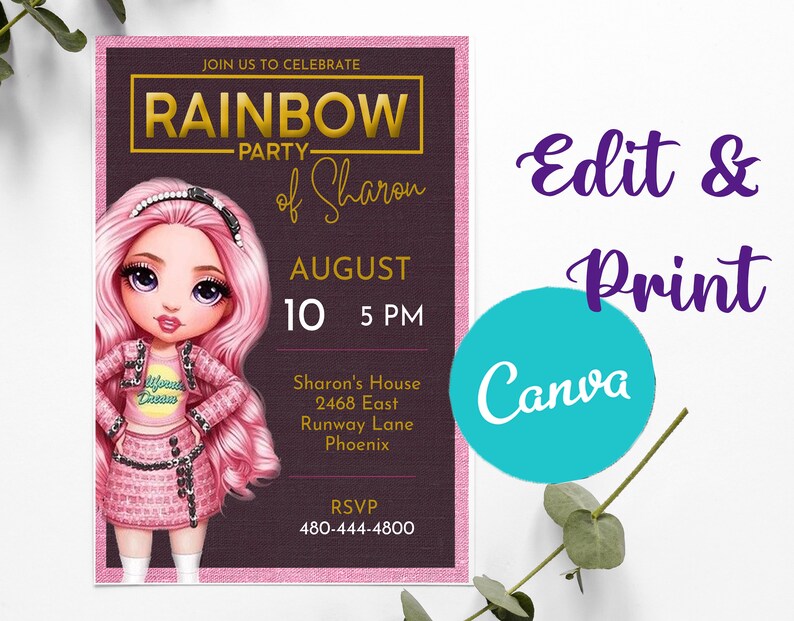 Rainbow High Invitation Template