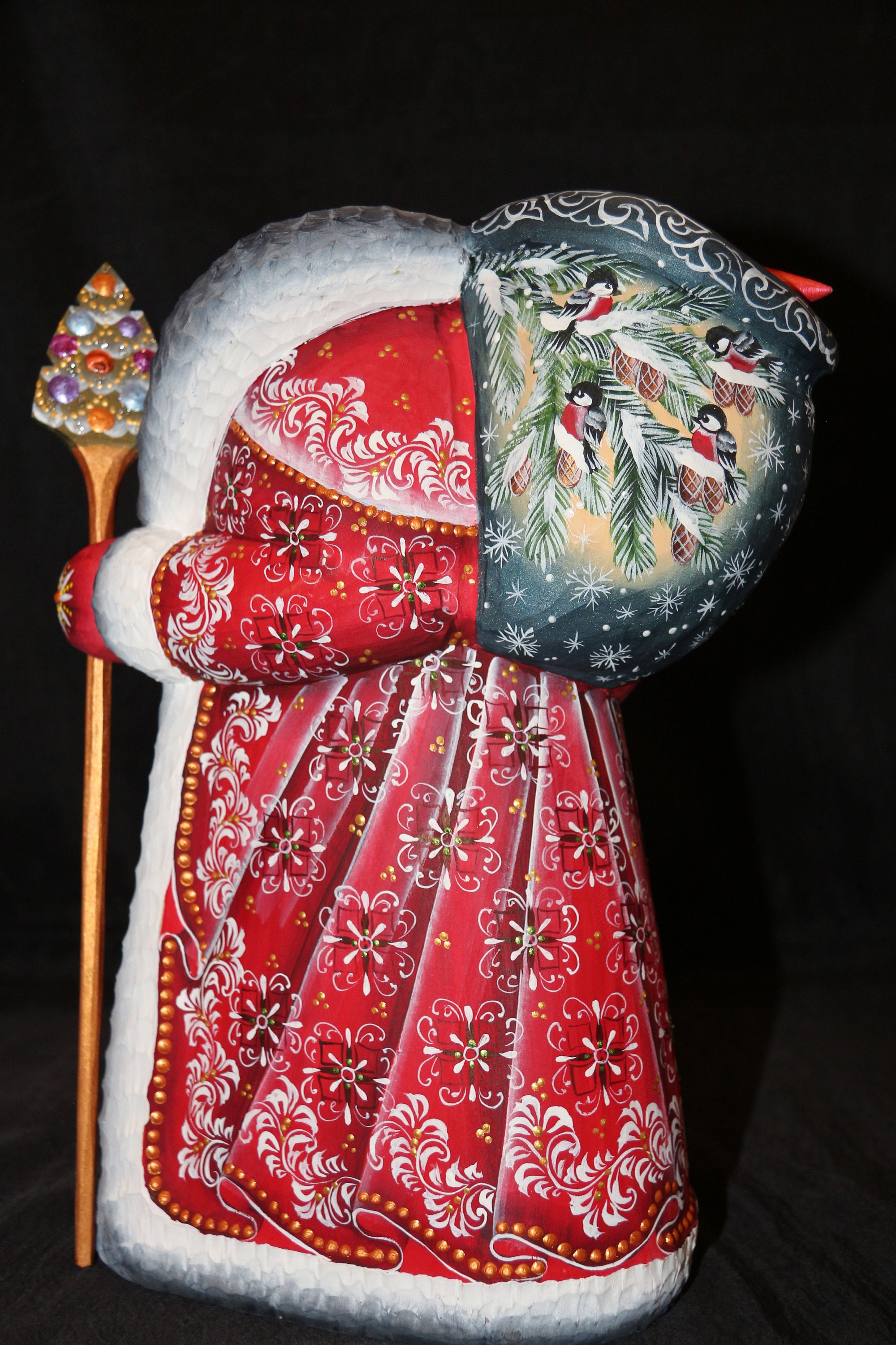 Collection Russian carved wooden Santa Claus handmade. Wooden | Etsy