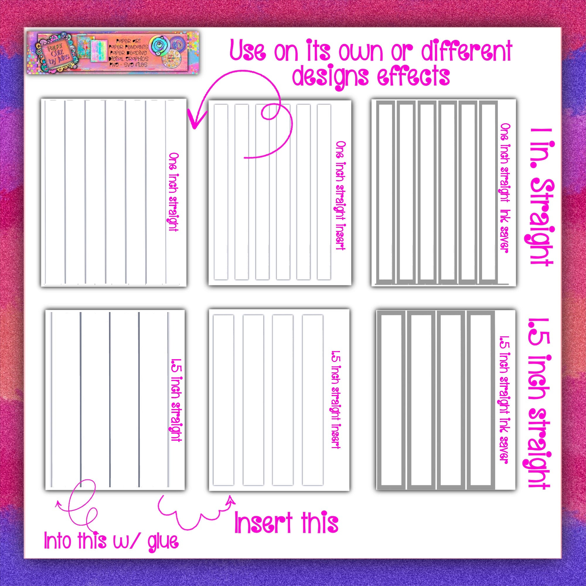 7 Paper Bead Styles JPG Files Create Your Own Paper Beads Outline Ink ...