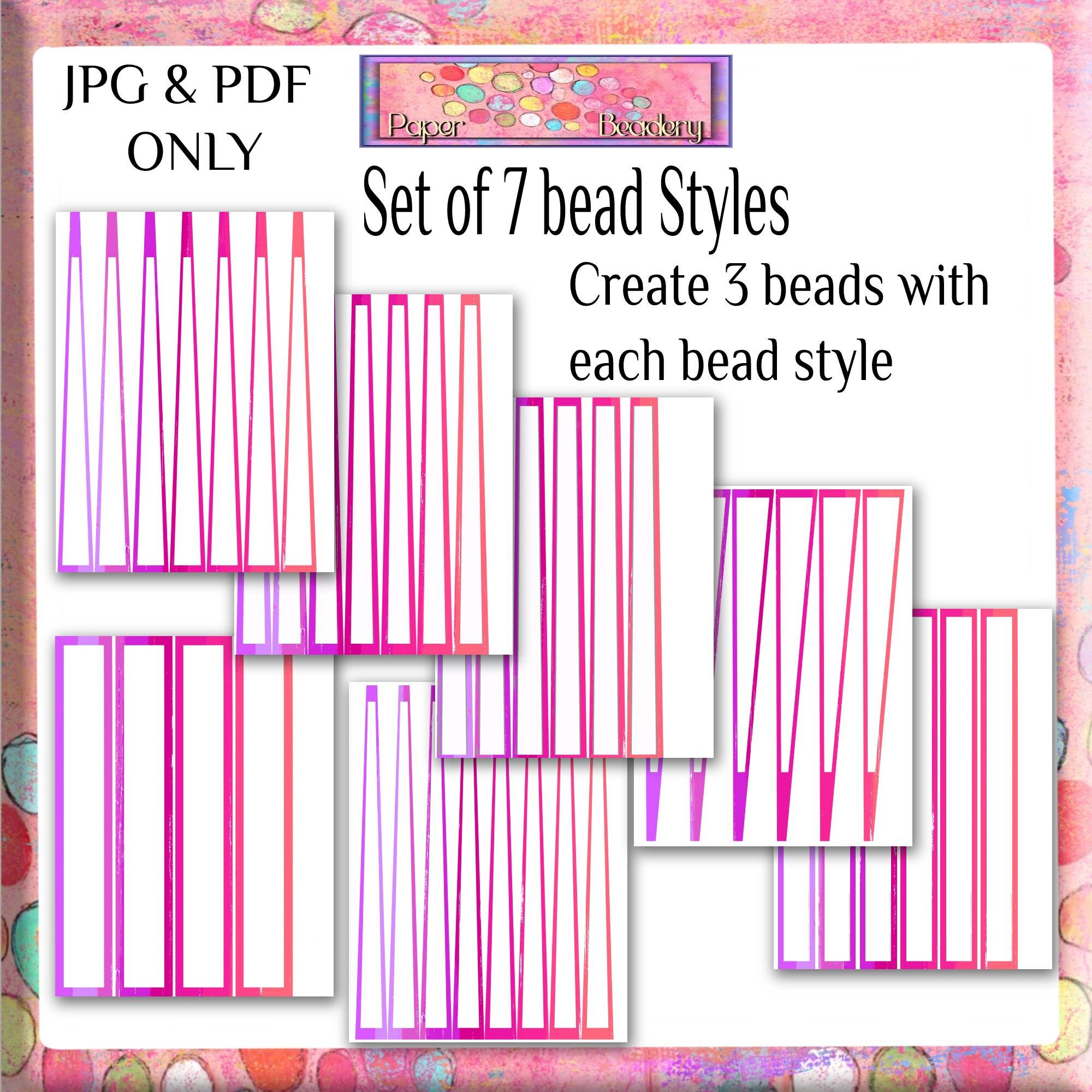 7 Paper Bead Styles JPG Files Create Your Own Paper Beads Outline Ink ...