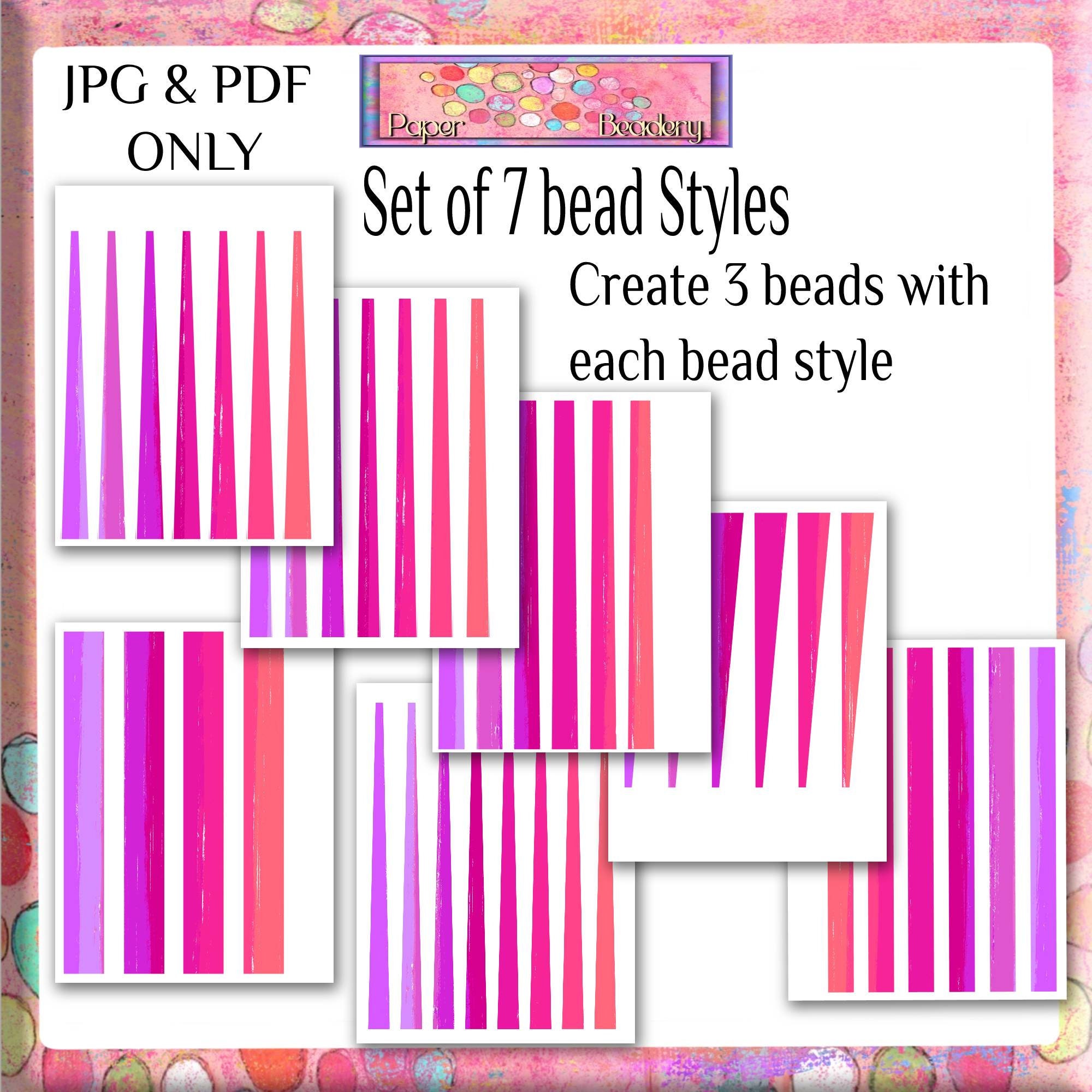 7 Paper Bead Styles JPG Files Create Your Own Paper Beads Outline Ink ...