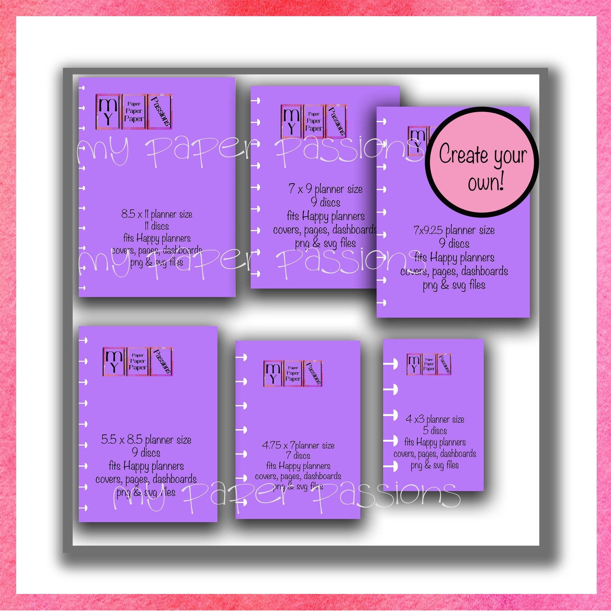 Planner Pages and Cover Templates Hole Punch Ready for Happy | Etsy