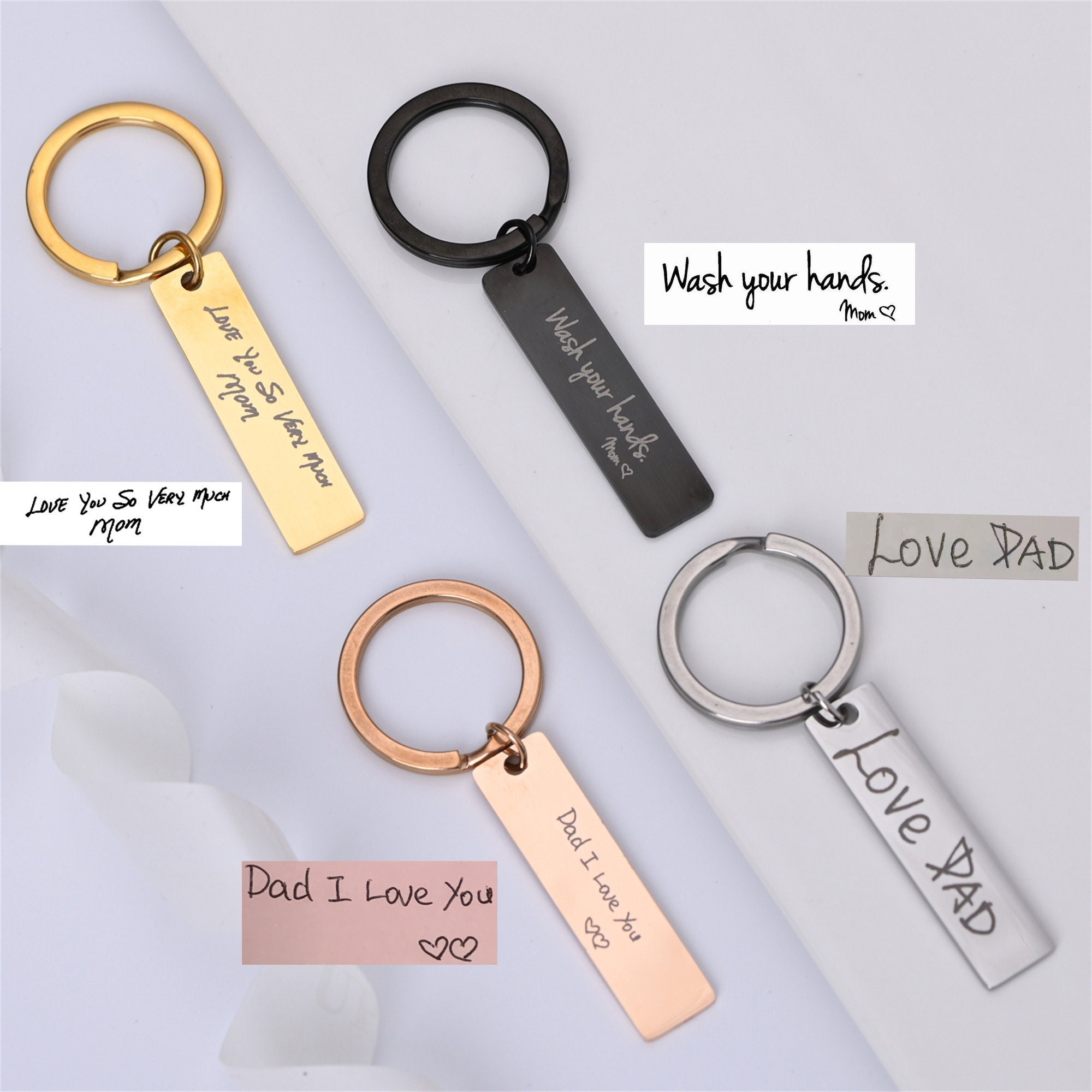 Actual Handwriting Key Chain-signature Keychain-custom - Etsy