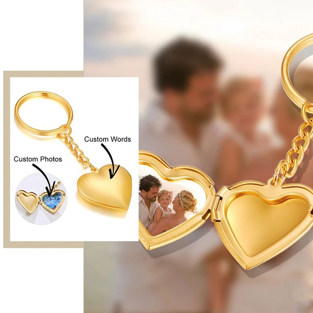Personalized Photo Locket Keychain, Custom Memorial Picture & Text ...