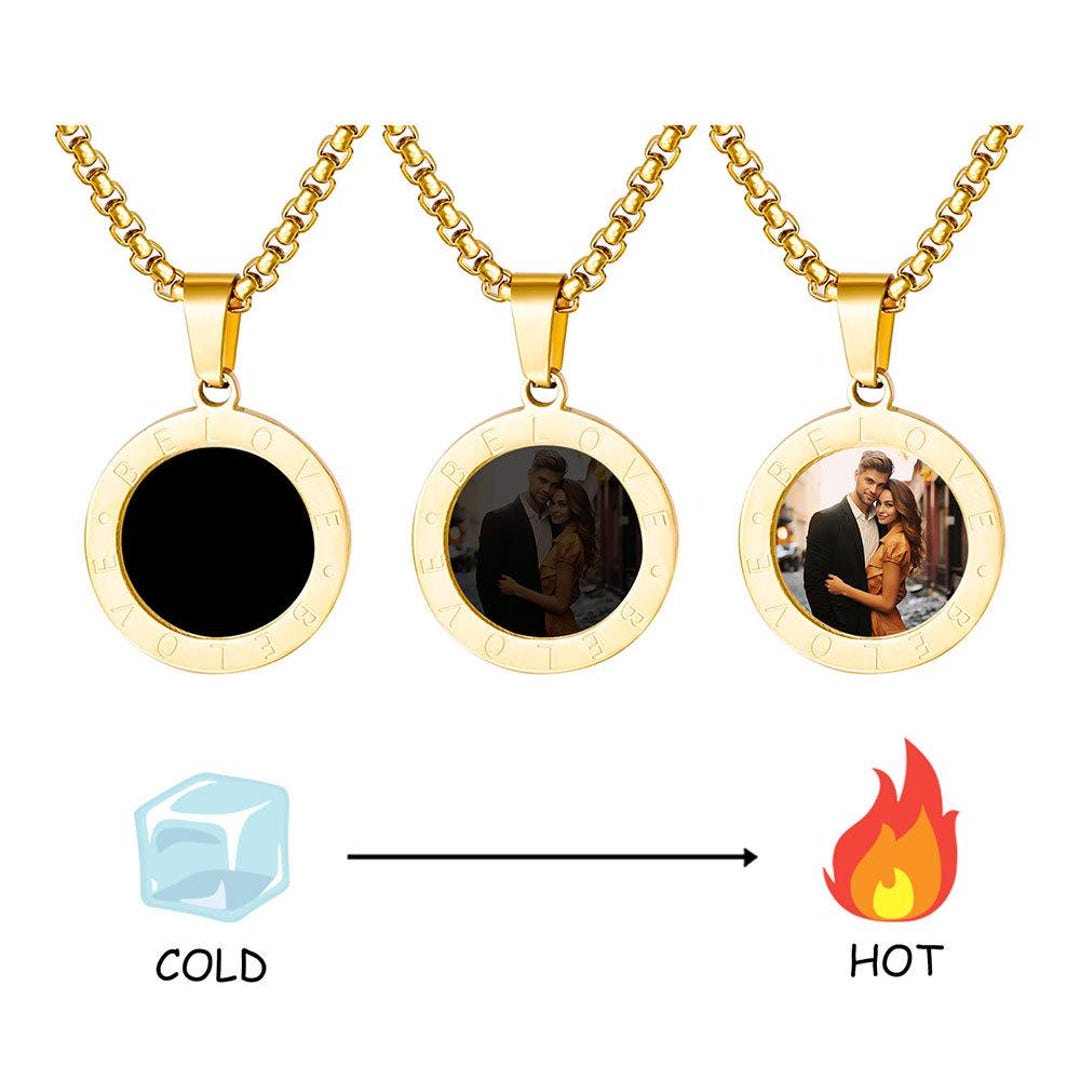 Personalized Heat-activated Photo Necklace: Custom Color Changing Gift ...