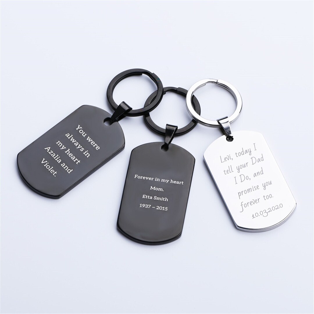 Personalized Monogram Dog Tag Keychain, Engraved Custom Name Militaries ...