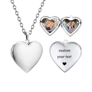Custom Photo Heart Locket Necklace: Engraved Stainless Steel Pendant - Etsy