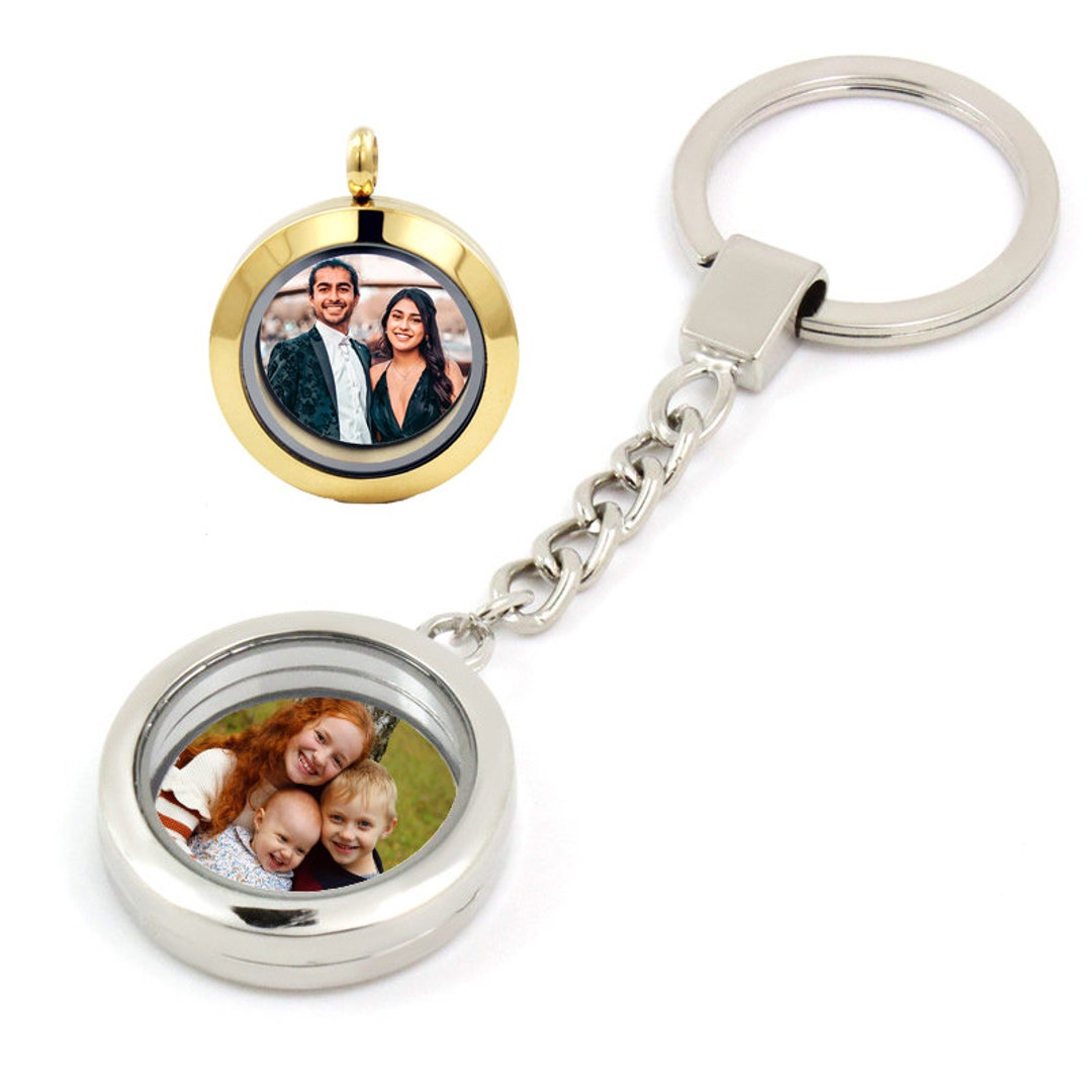 Custom Photo Locket Keychain, Glass Round Locket Pendant Keychain With ...