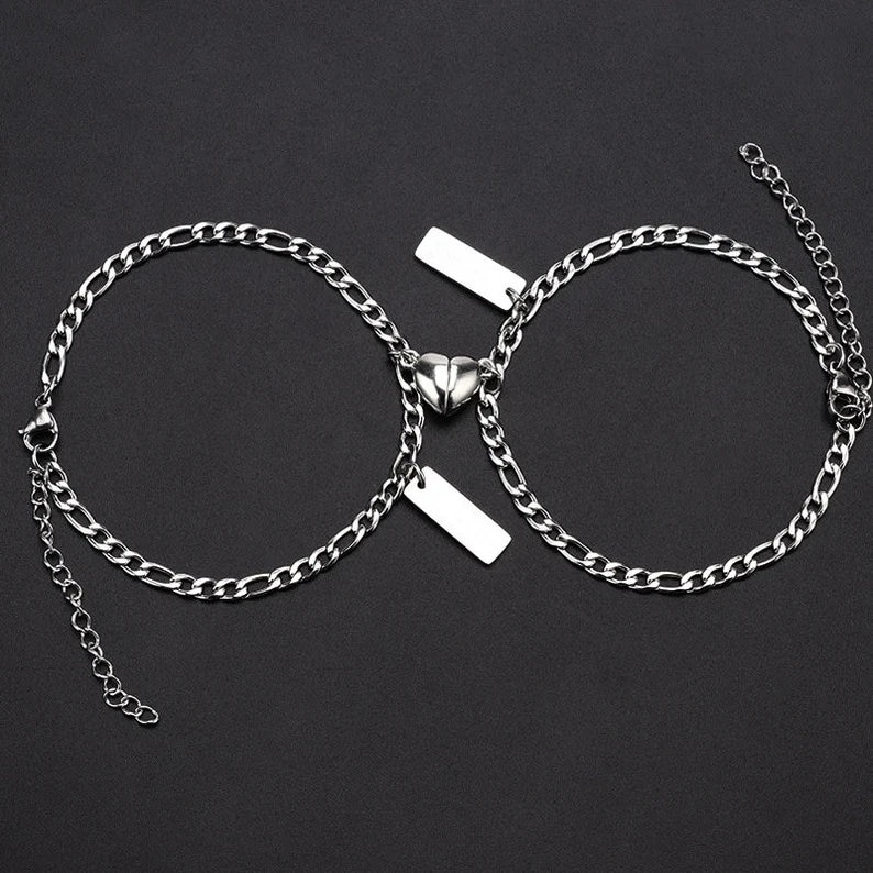 Heart Magnetic Bracelet Charm: Stainless Steel Couple Jewelry - Etsy