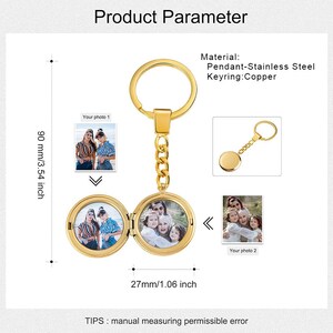 Custom Photo Locket Keychain, Round Locket Pendant Keychain With ...