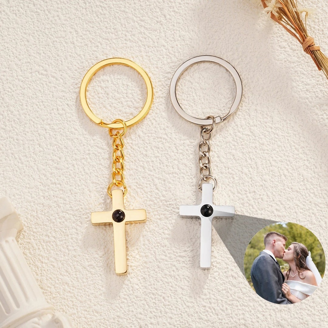 Custom Cross Projection Keychain, Personalized Photo Cross Keychain ...