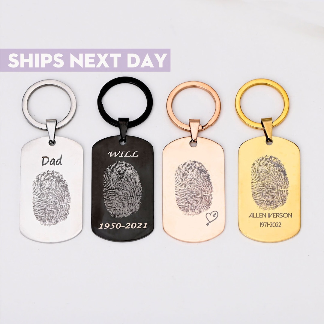 Personalized Fingerprint Keychain,custom Hand Print Key Chain ...