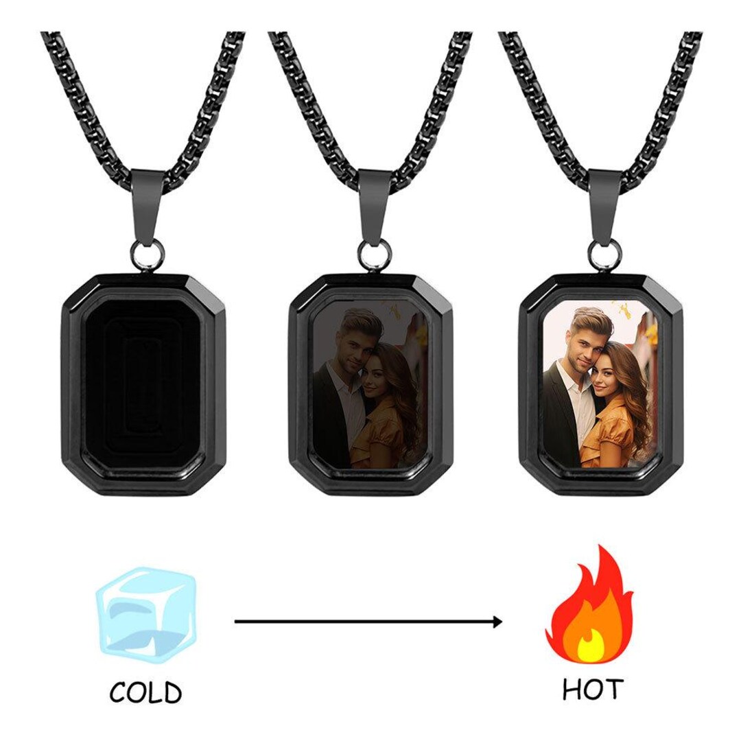 Personalized Heat-activated Photo Necklace: Custom Engraved Color ...