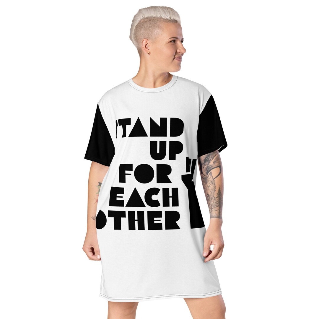 Social Justice T-shirt Dress: Geometric Print, Stand up for Each Other ...