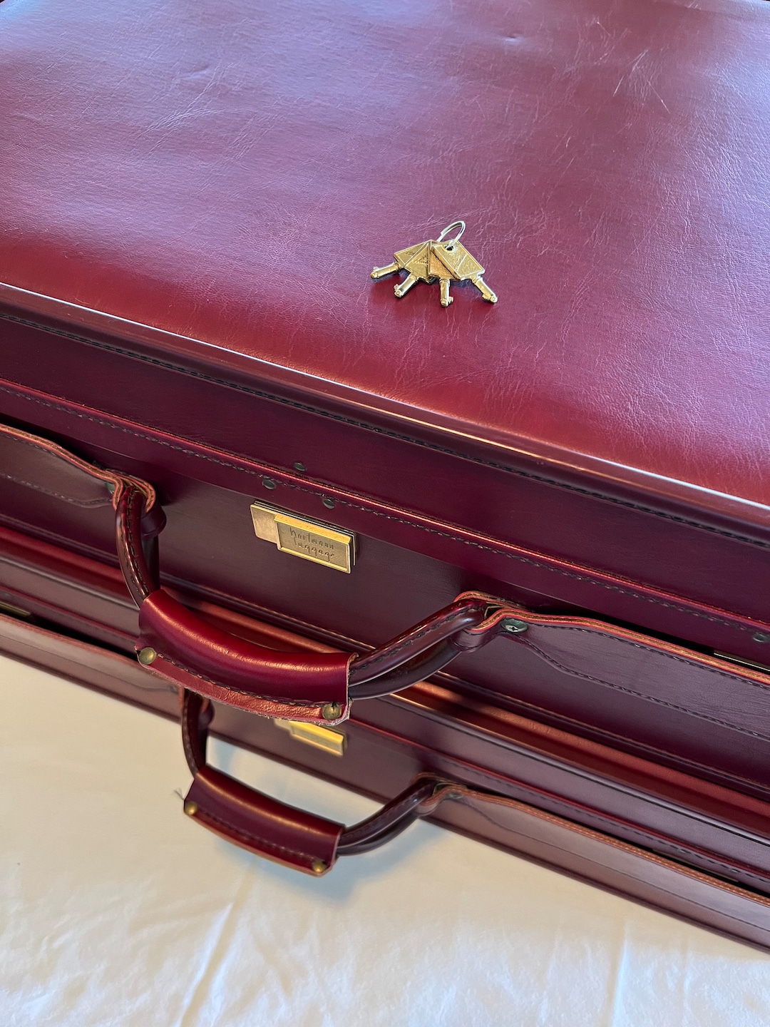 Rare Vintage Hartmann Belting Vinyl Oxblood Luggage Medium and Large ...
