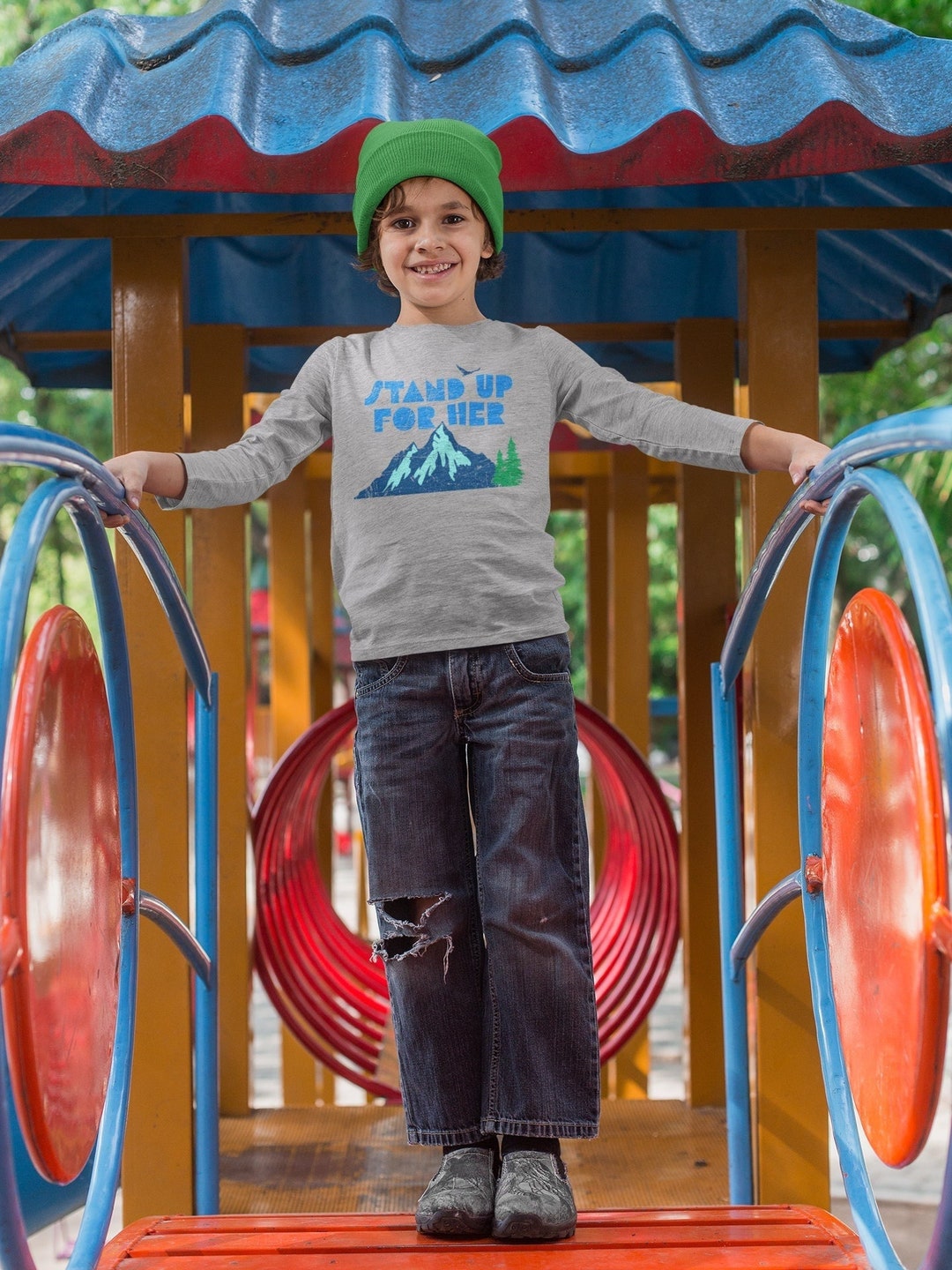 Stand up for Planet Earth Climate Change Youth Long Sleeve Graphic ...