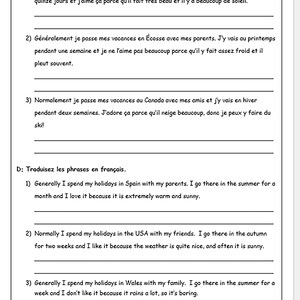 French GCSE/KS3 Revision Booklet - Les Vacances (holidays) With ANSWER ...