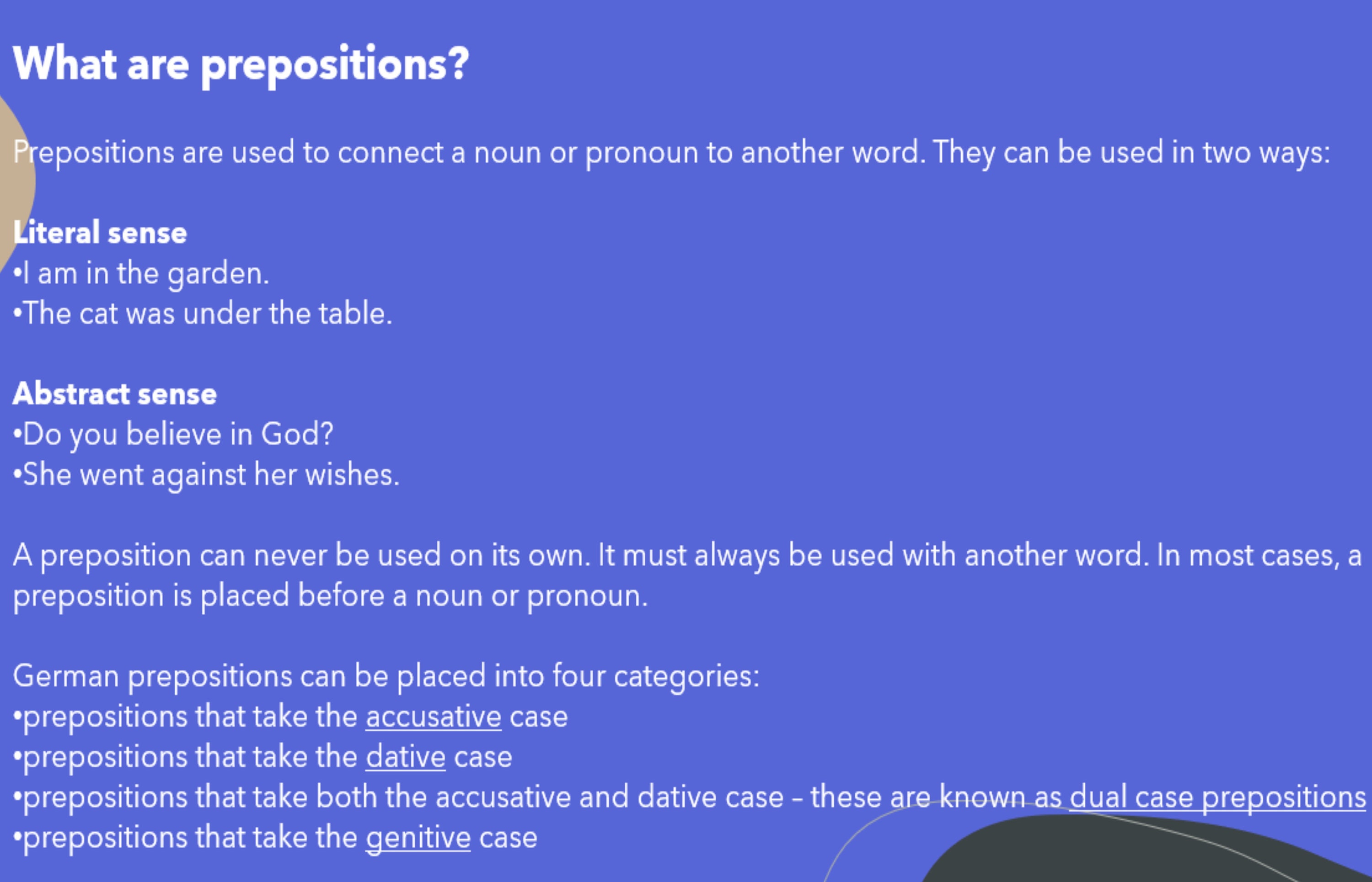 German Prepositions Followed by the Accusative Case - PPT - Etsy