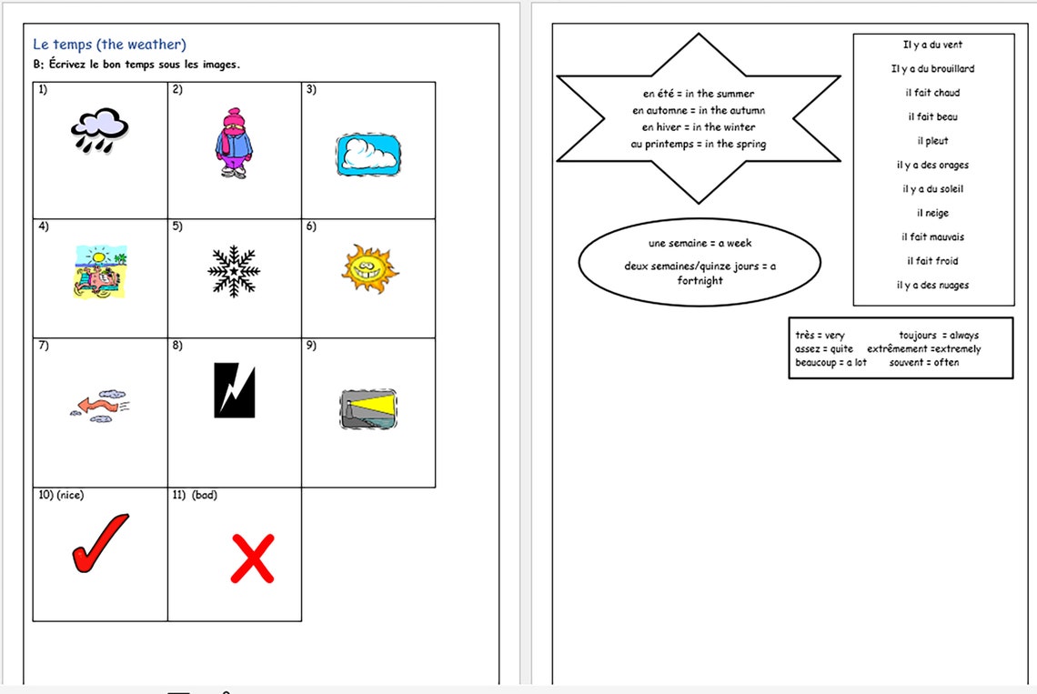 French GCSE/KS3 Revision Booklet - Les Vacances (holidays) With ANSWER ...