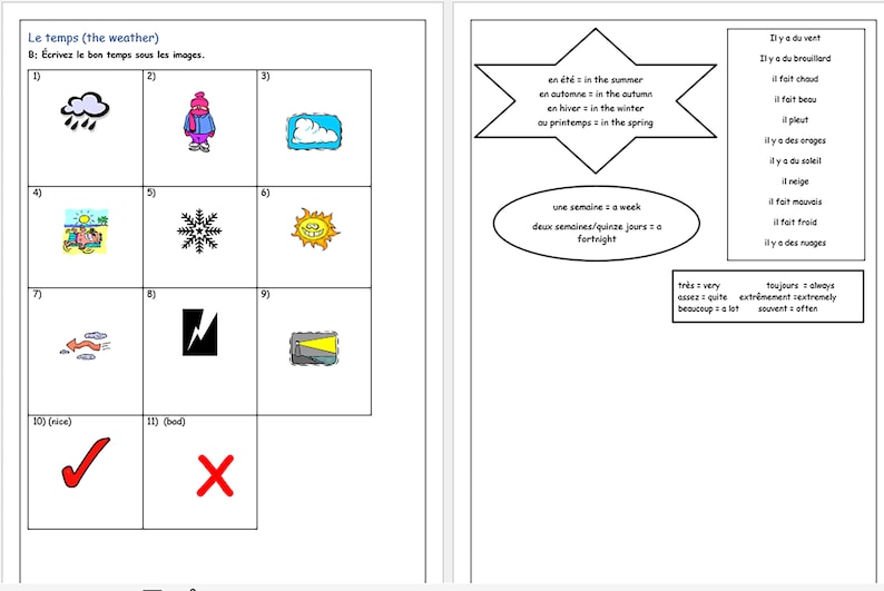 French GCSE/KS3 Revision Booklet - Les Vacances (holidays) With ANSWER ...