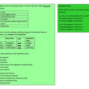 French - the Imperfect Tense - A Visual Guide - PDF - Etsy