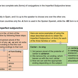 The Spanish Subjunctive Part II - the Imperfect Tense - PDF - Etsy