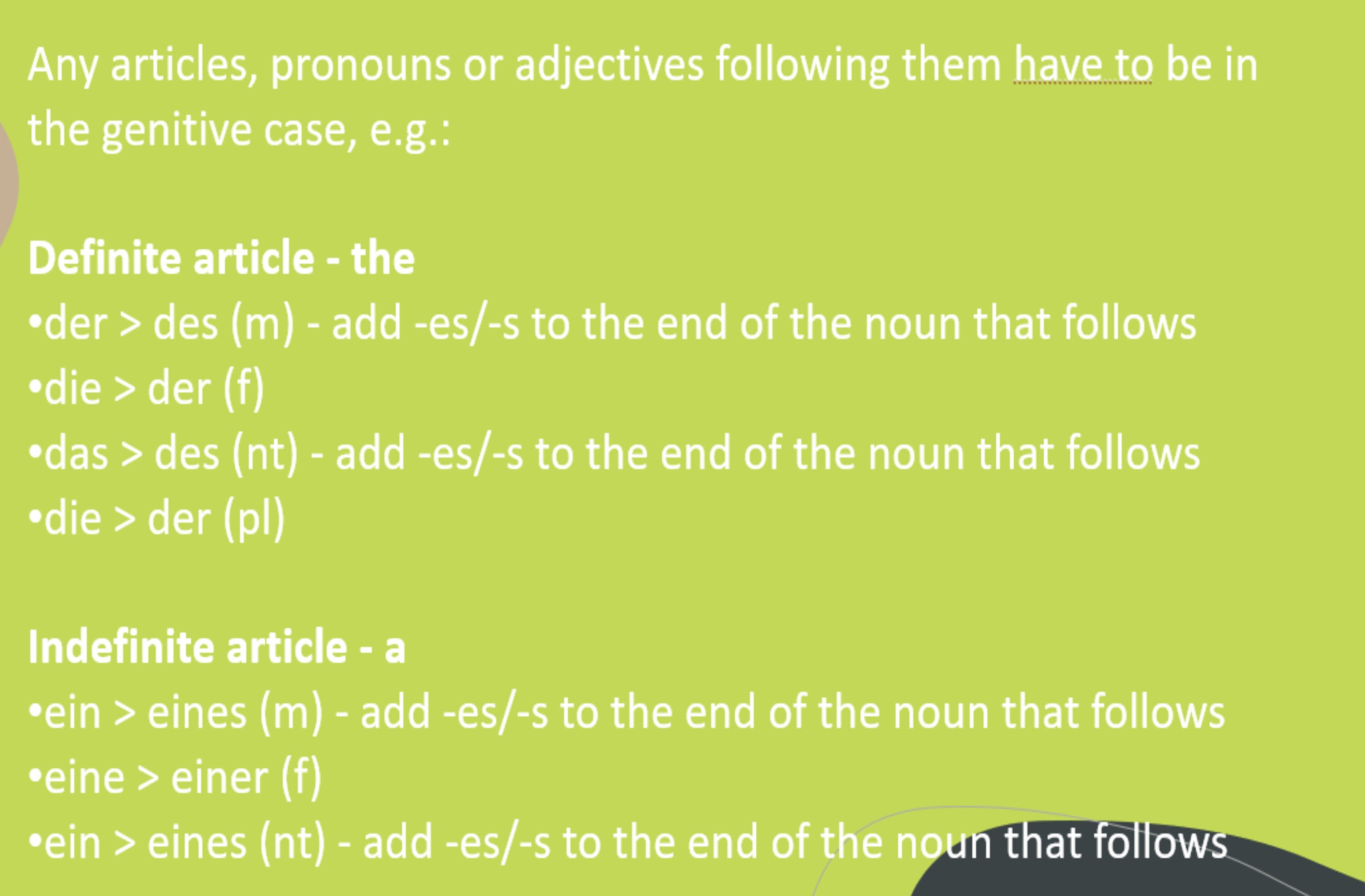 German Prepositions Followed by the Genitive Case - PPT - Etsy