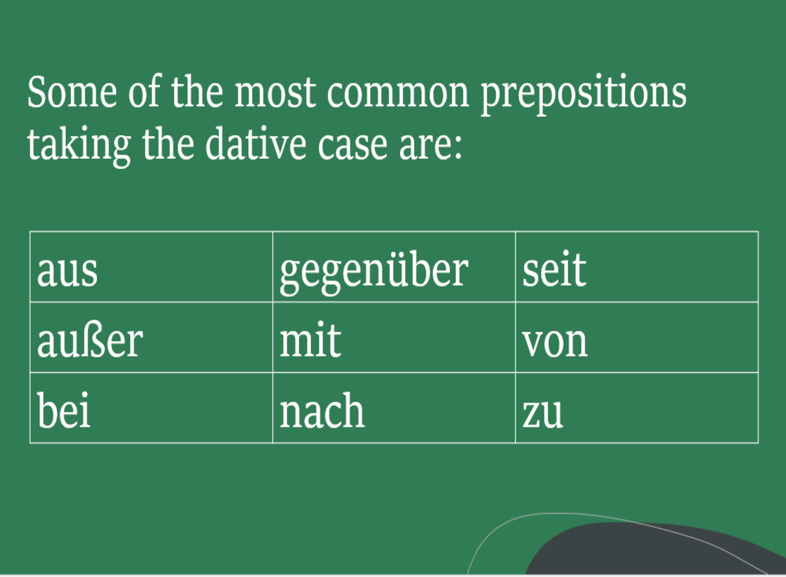 German Prepositions Followed by the Dative Case - PPT - Etsy
