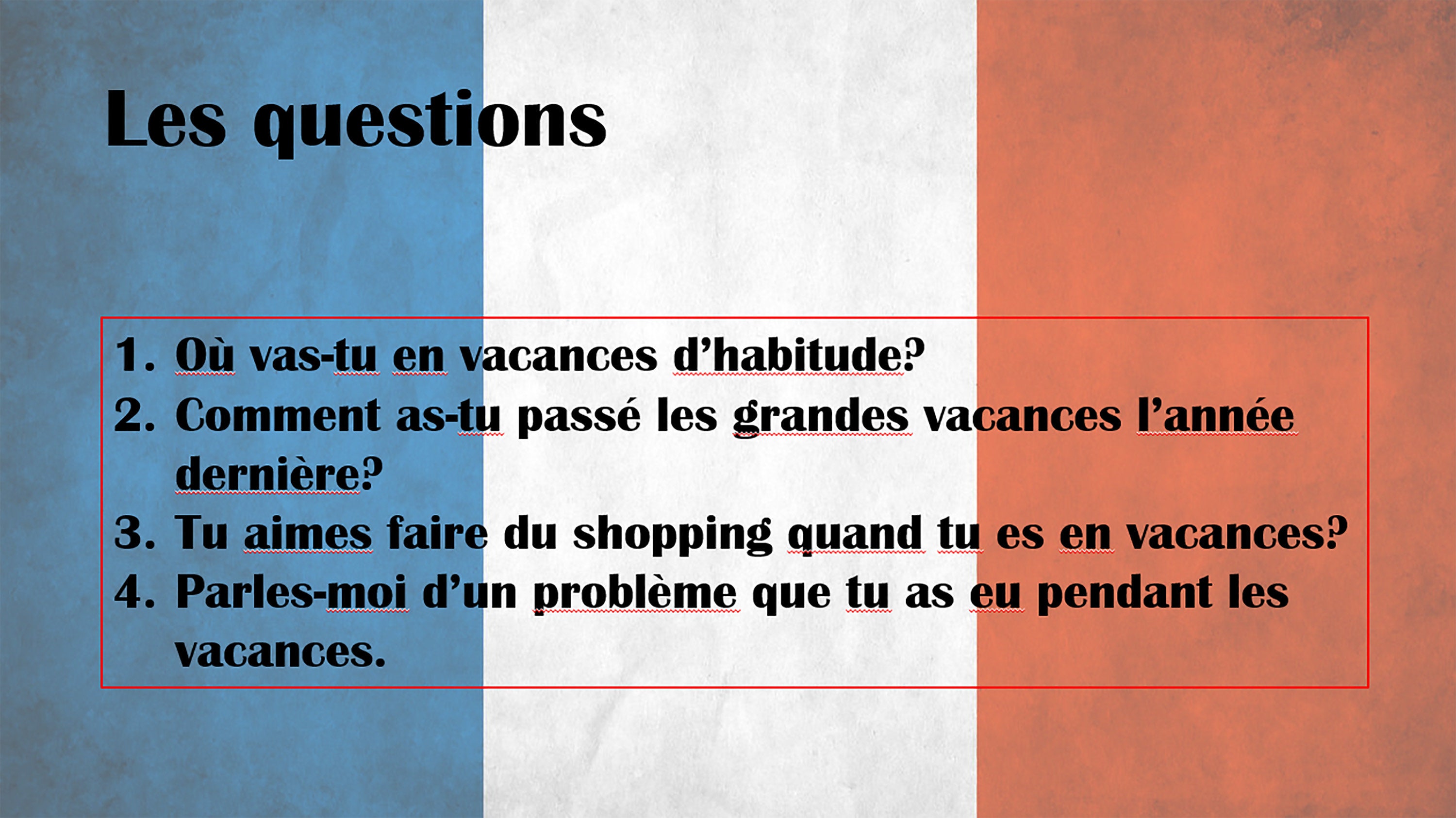 French GCSE Speaking Practice Les Vacances Recorded spoken | Etsy